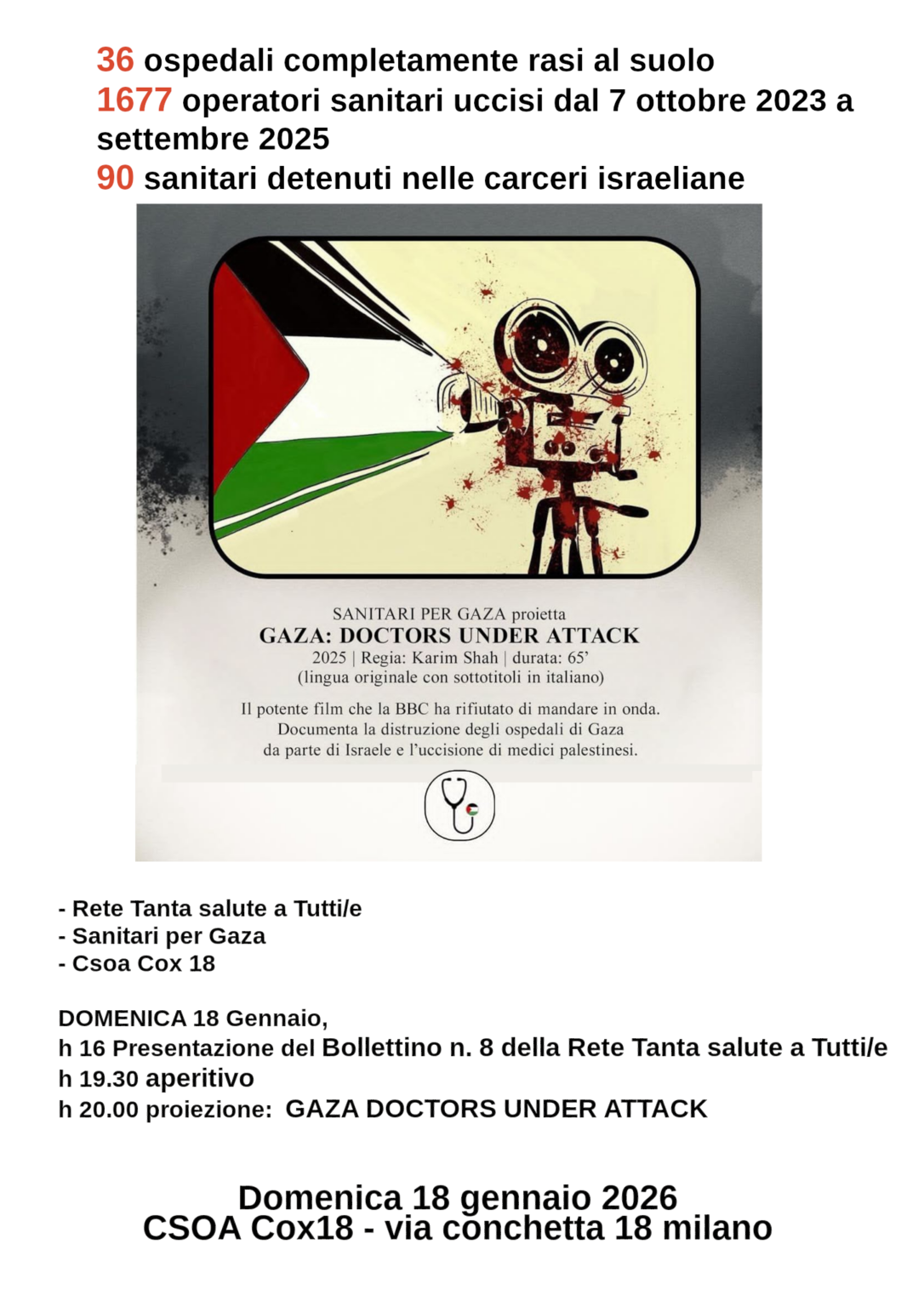 GAZA: Doctors under attack / 18-01-25 | C.S.O.A. COX18